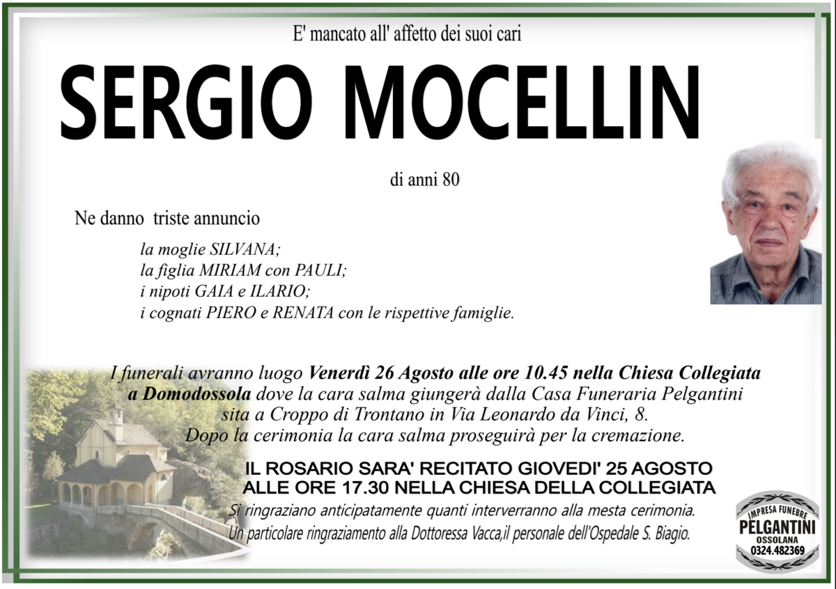 Sergio Mocellin di anni 80 - Ossolanews.it