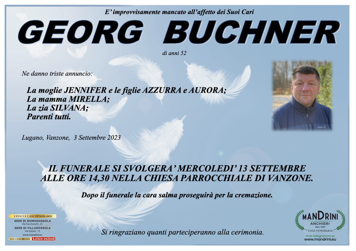 Georg Buchner di anni 52 - Ossolanews.it