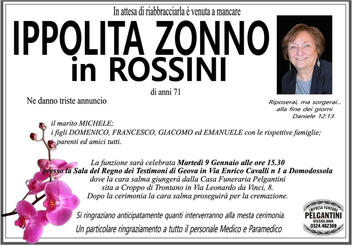 Ippolita Zonno in Rossini di anni 72 - Ossolanews.it