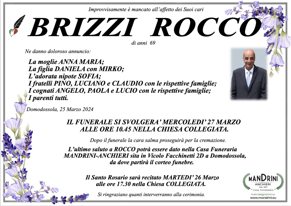 Brizzi Rocco di anni 69 - Ossolanews.it