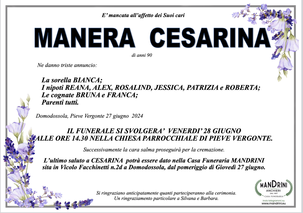 Manera Cesarina di anni 90 - Ossolanews.it